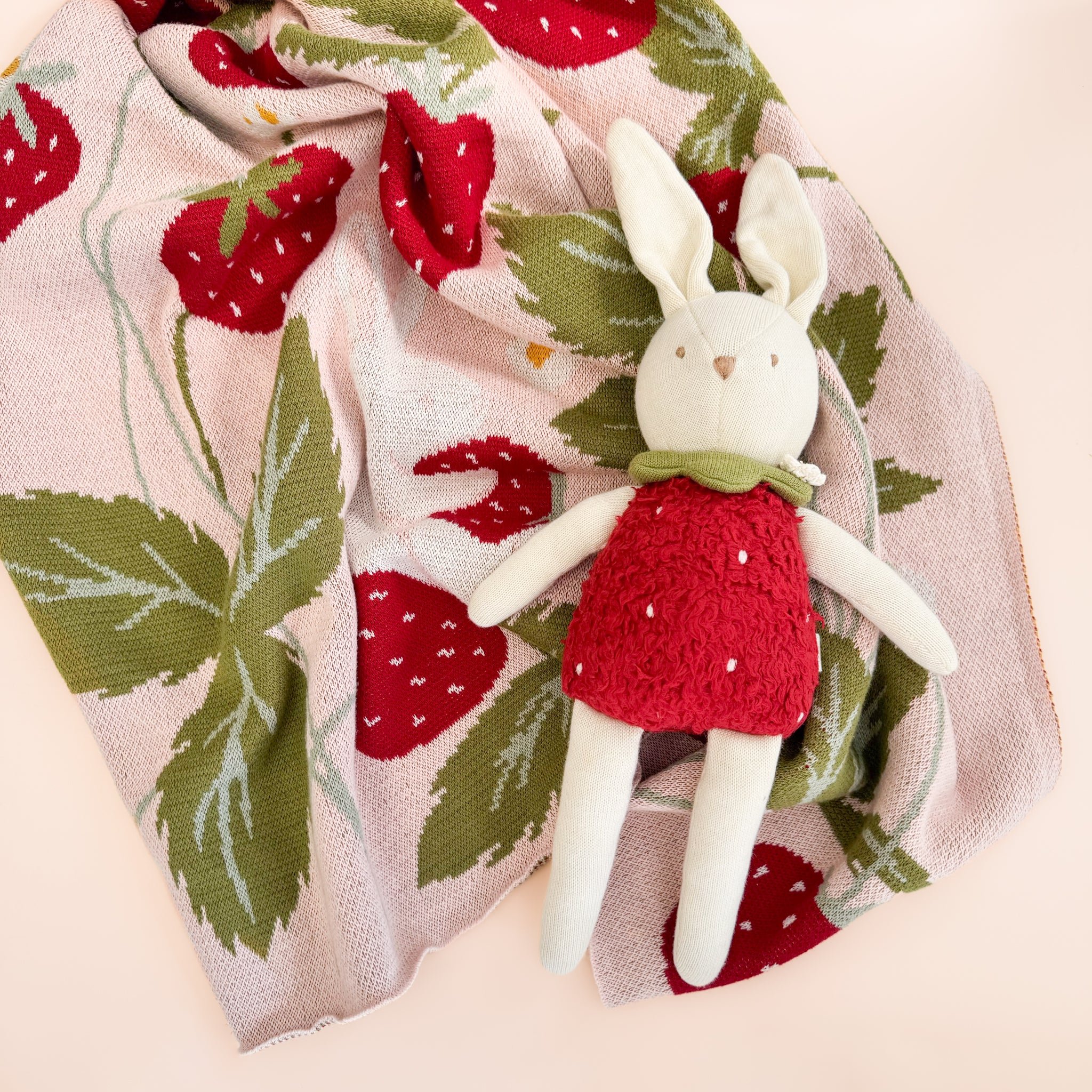 Strawberry Bunny Blanket | Organic Cotton – The Blueberry Hill