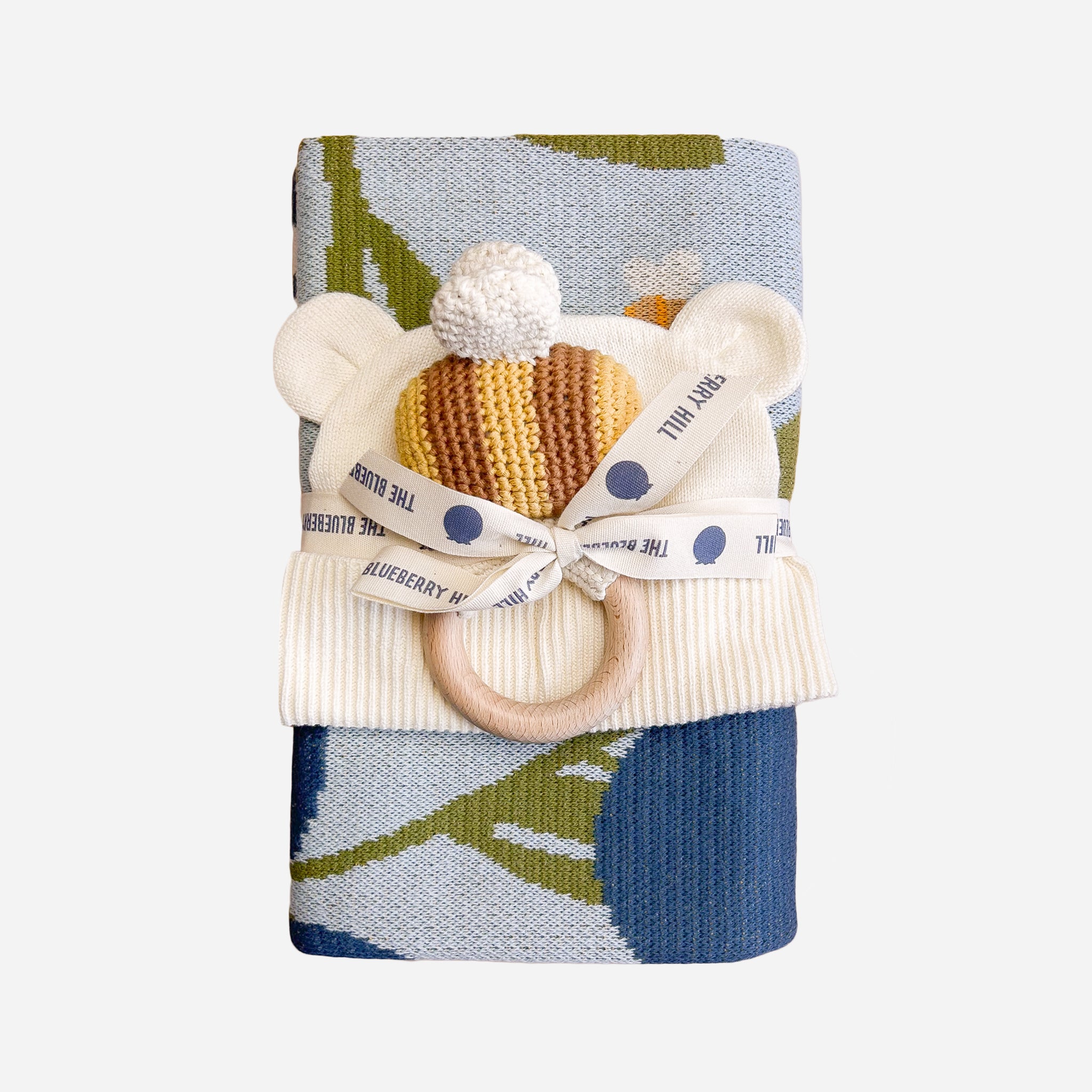 Baby Newborn Blueberry Blanket Organic Cotton Bee Rattle Gift Set – The ...