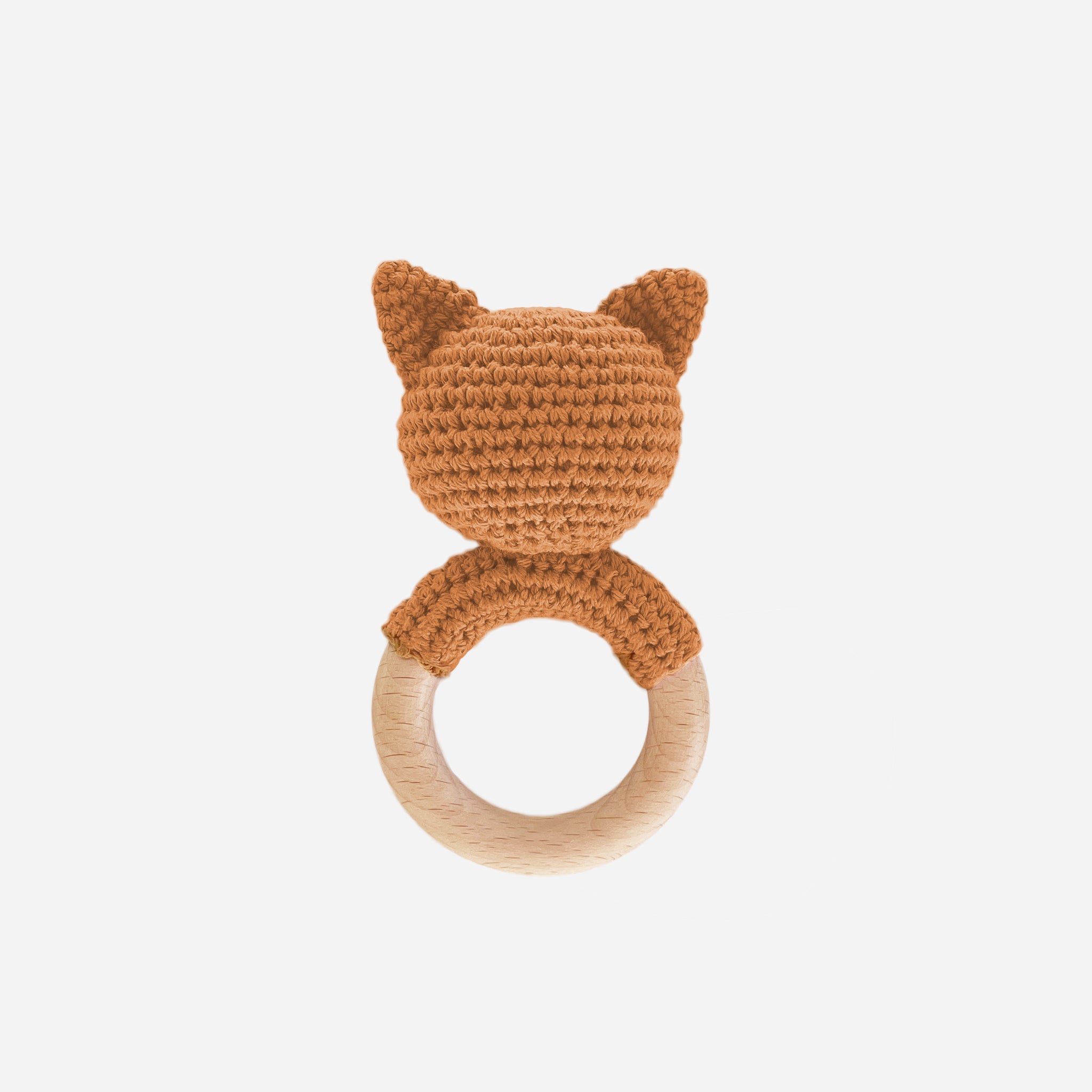 Baby Rattle Teether Crochet Wooden Ring Fox Pumpkin – The Blueberry Hill
