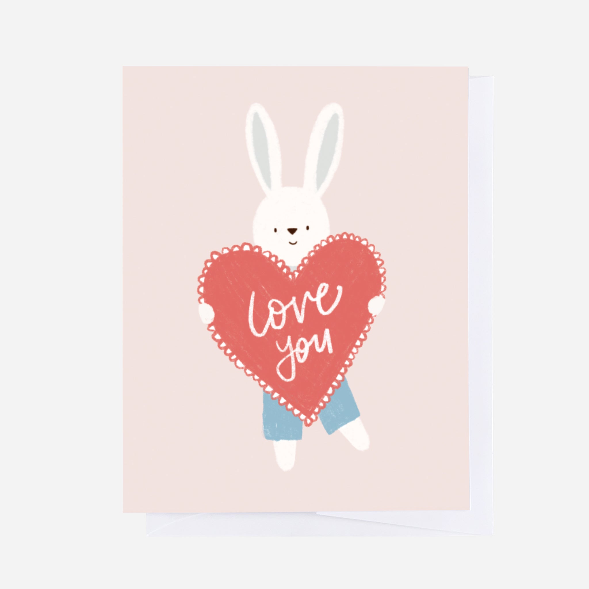 Love You Bunny Greeting Note Card Valentine's Gift Heart – The ...