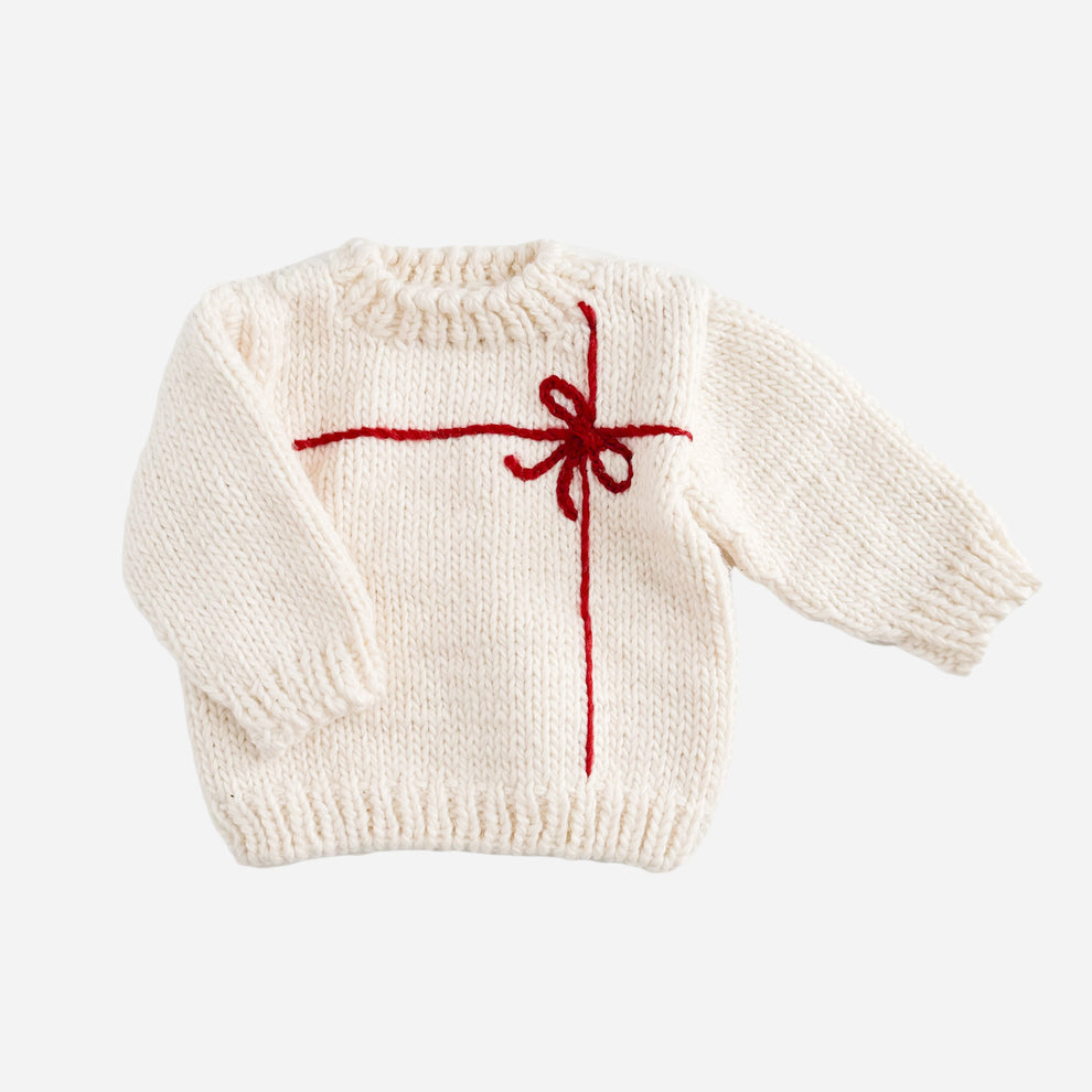 Present Sweater in Cream/Red: Christmas and Holidays – The Blueberry Hill